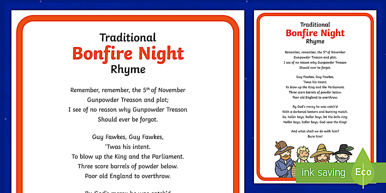 Editable Remember, Remember the 5th of November - Poem Printout