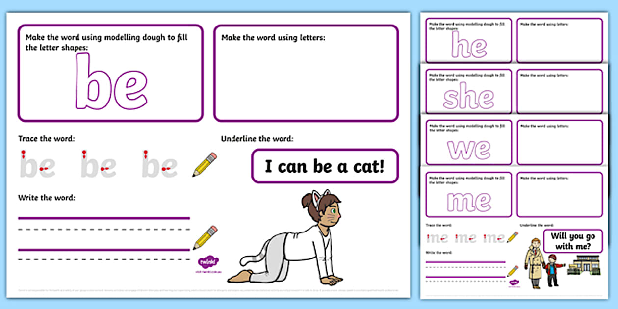 Phase 3 Phonics Tricky Words Make Read Write Activity Mats
