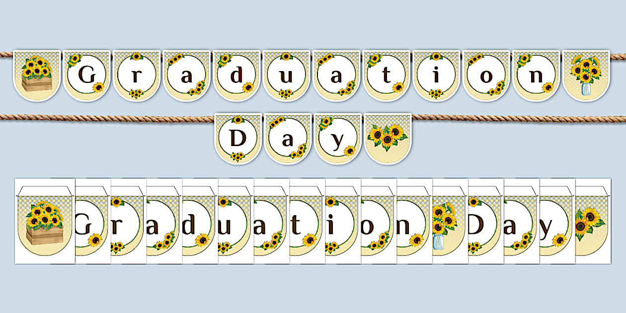 Sunflower-Themed Graduation Day Display Bunting - Twinkl