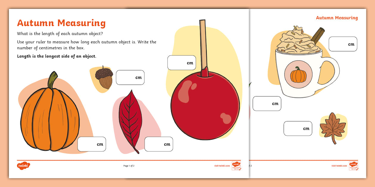 Autumn Measuring in Centimetres Activity - Twinkl - KS1