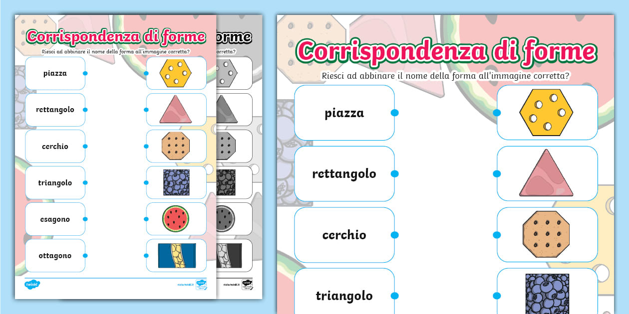 Foglio di lavoro di abbinamento: Forme 2D