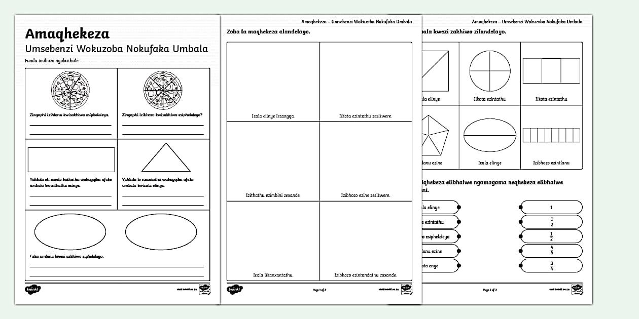 Amaqhekeza Umsebenzi Wokuzoba Nokufaka Umbala (teacher made)