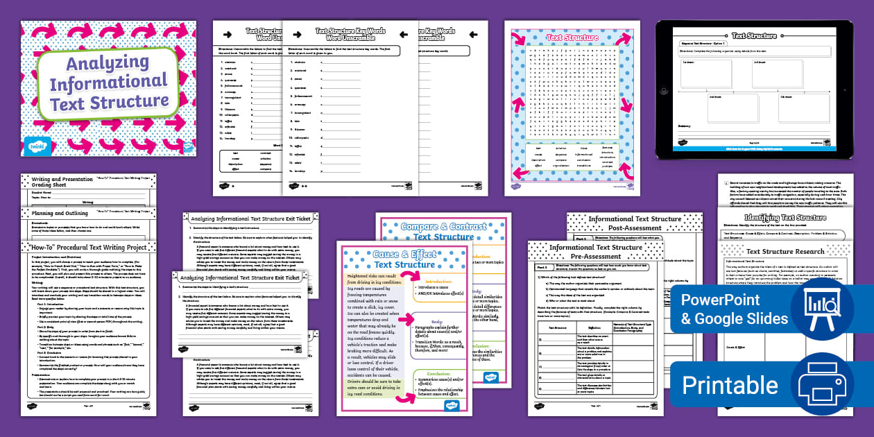 Sixth Grade Informational Text Structure Unit Pack - Twinkl