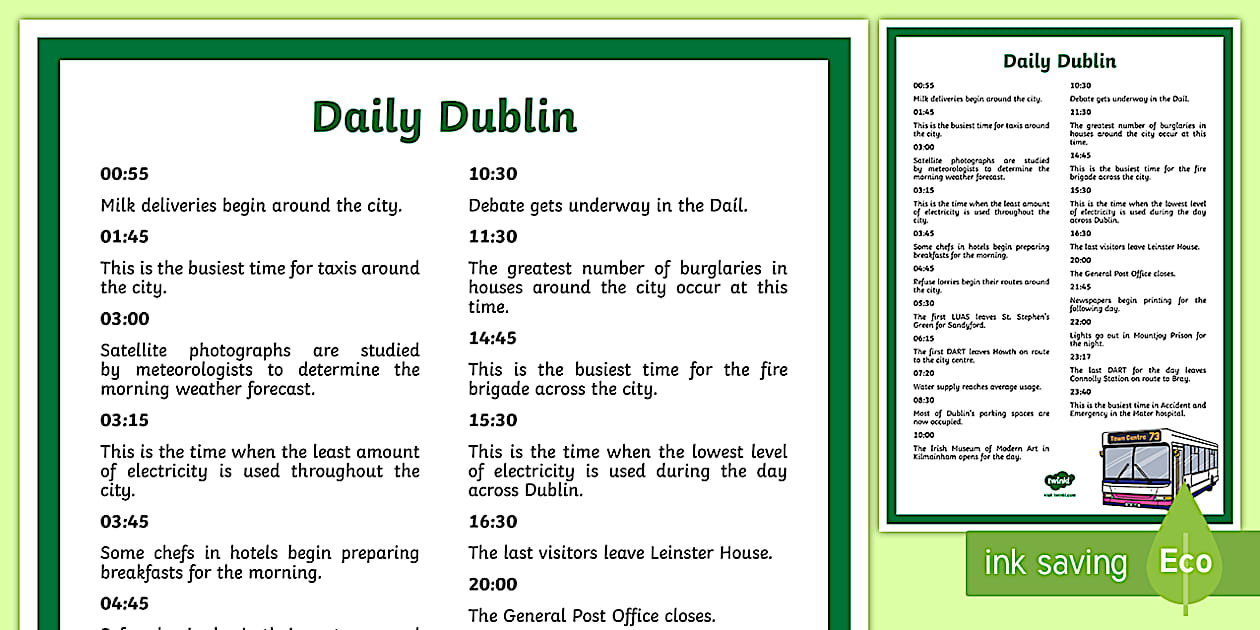 Daily Dublin Time A4 Display Poster (teacher made) - Twinkl