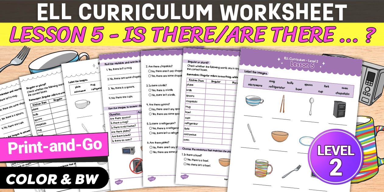 ELL Curriculum: Level 2, Lesson 5 Worksheet - Twinkl