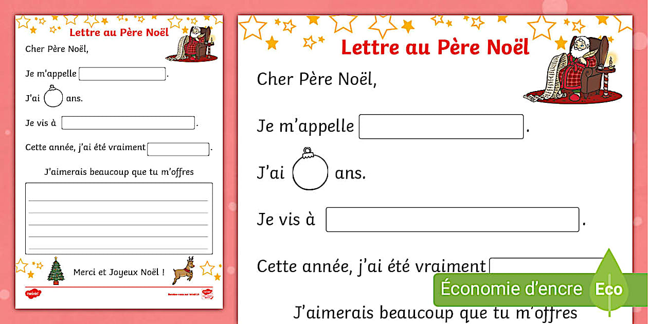 Feuille d'activités : Lettre au Père Noël (teacher made)