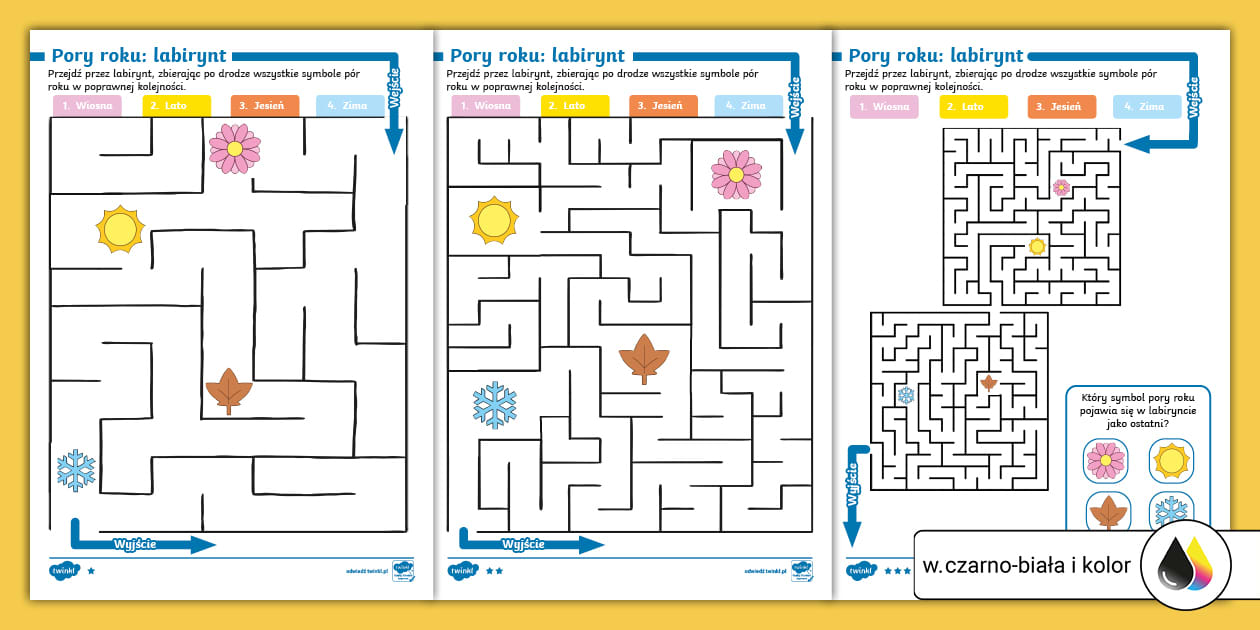Pory roku | Labirynt | Wiosna, lato, jesień, zima - Twinkl