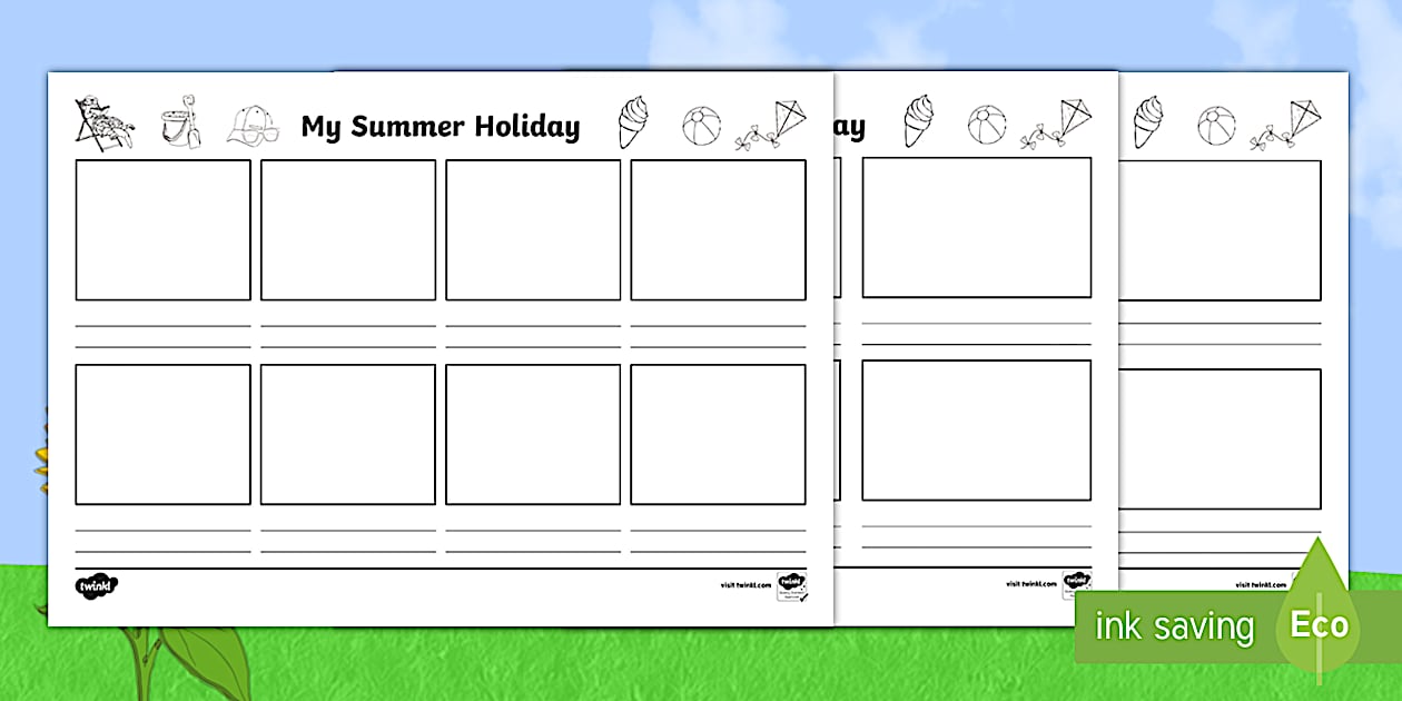 Editable KS2 My Summer Holiday Storyboard Template - Twinkl