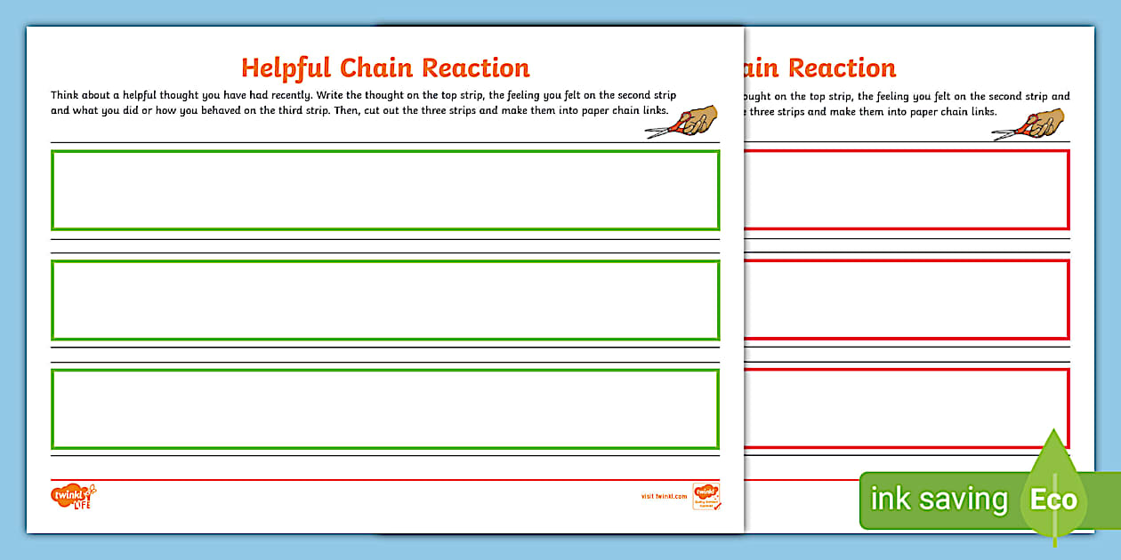 KS2 Positive and Negative Thinking Chain Reaction Activity