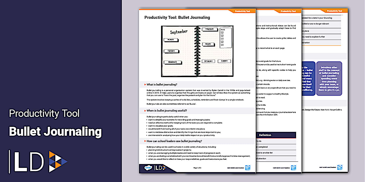 Productivity Tool: Bullet Journaling - Leaders - Twinkl