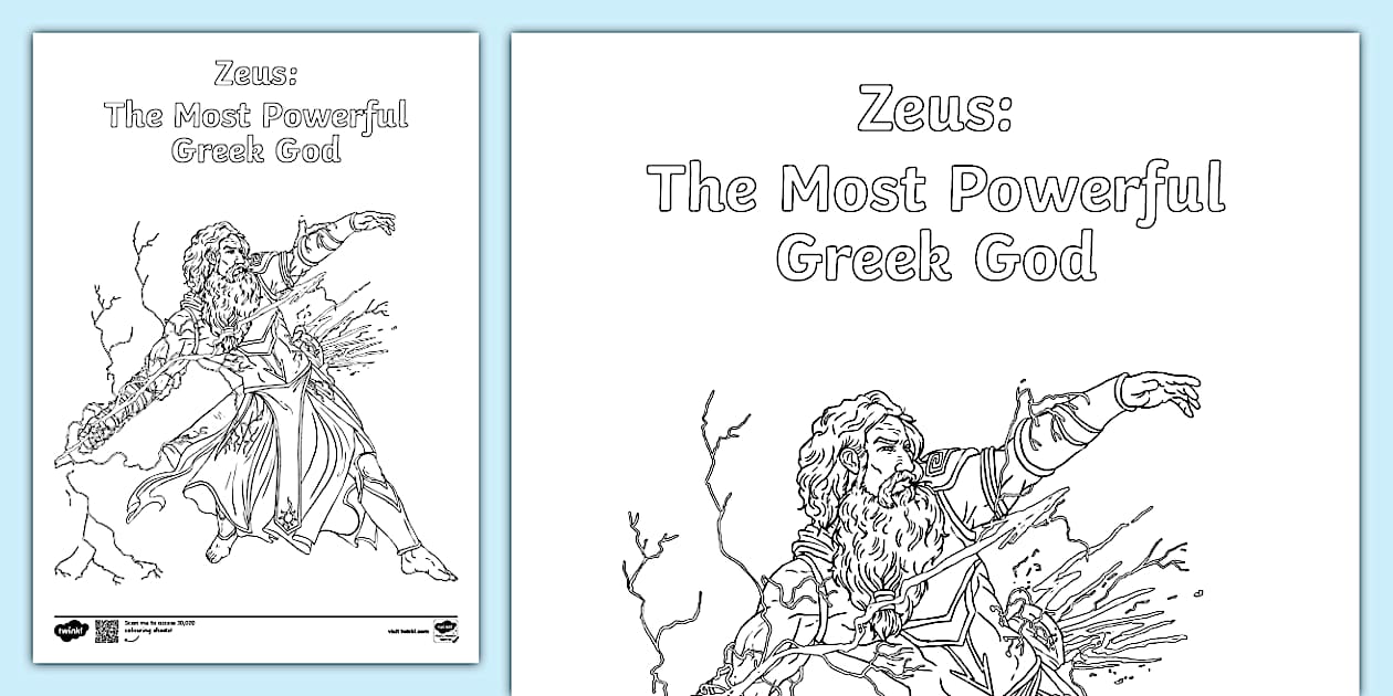 Zeus: The Most Powerful Greek God Colouring Page - Twinkl