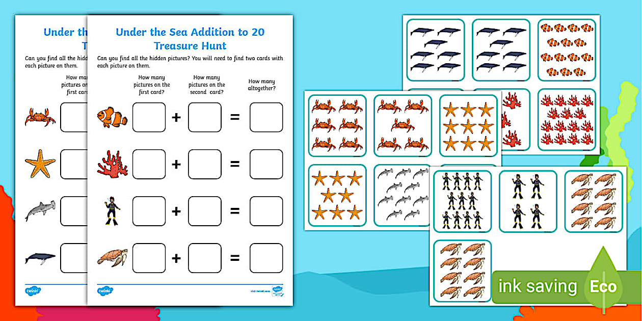 Under the Sea Addition to 20 Activity - (Teacher-Made)
