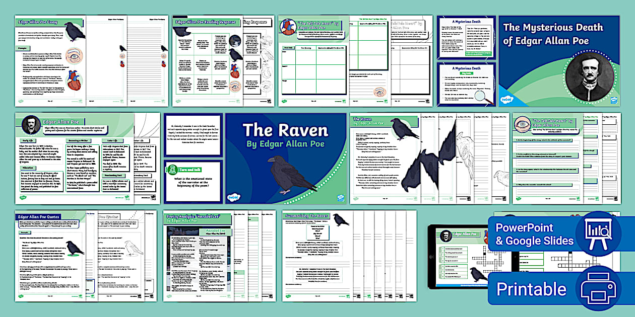 Edgar Allan Poe Activity Pack for 6th-8th Grade - Twinkl