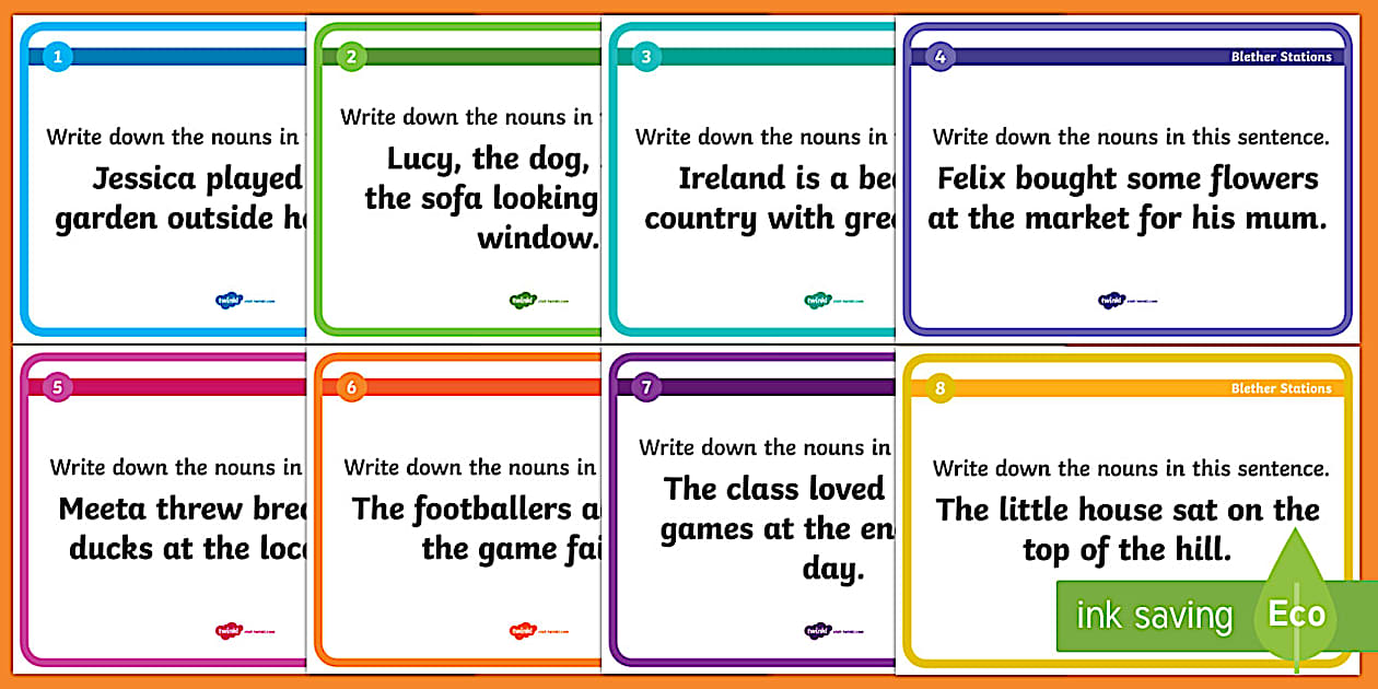 Editable Identifying Nouns Blether Stations (teacher made)