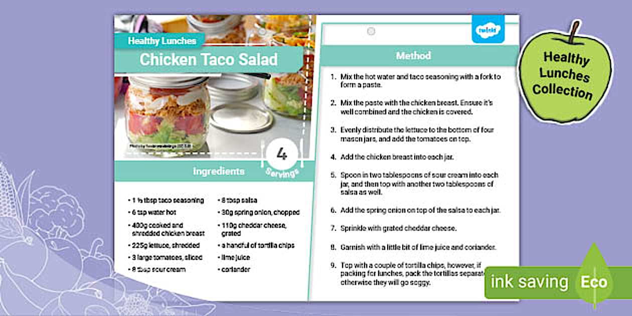 Chicken Taco Salad Recipe - Healthy Lunches | Twinkl Yum