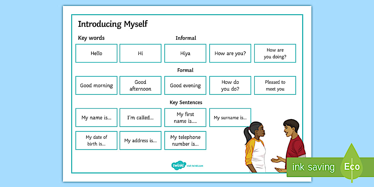Black and White Introducing Myself Word Mat (teacher made)