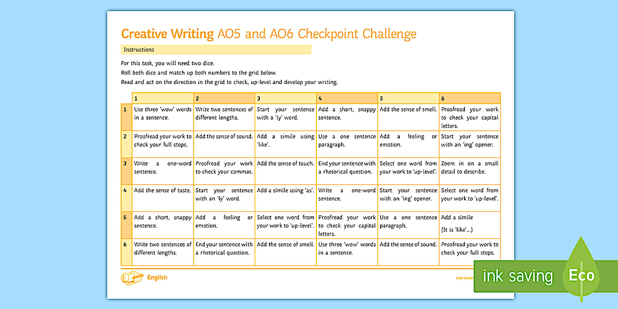 GCSE Creative Writing Challenge Tasks (Teacher-Made)