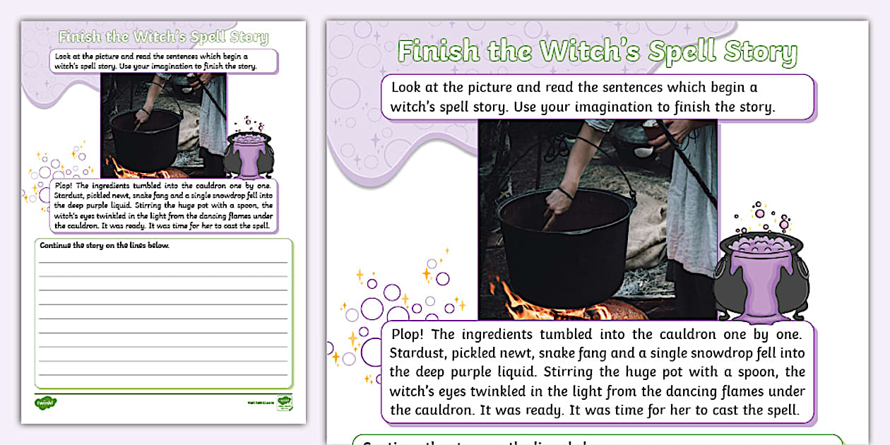 Finish the Witch's Spell Story Writing Template - Twinkl