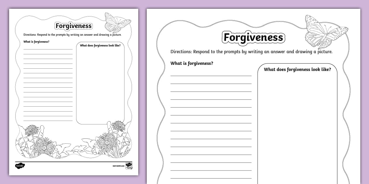 Forgiveness Activity for 3rd-5th Grade (teacher made)