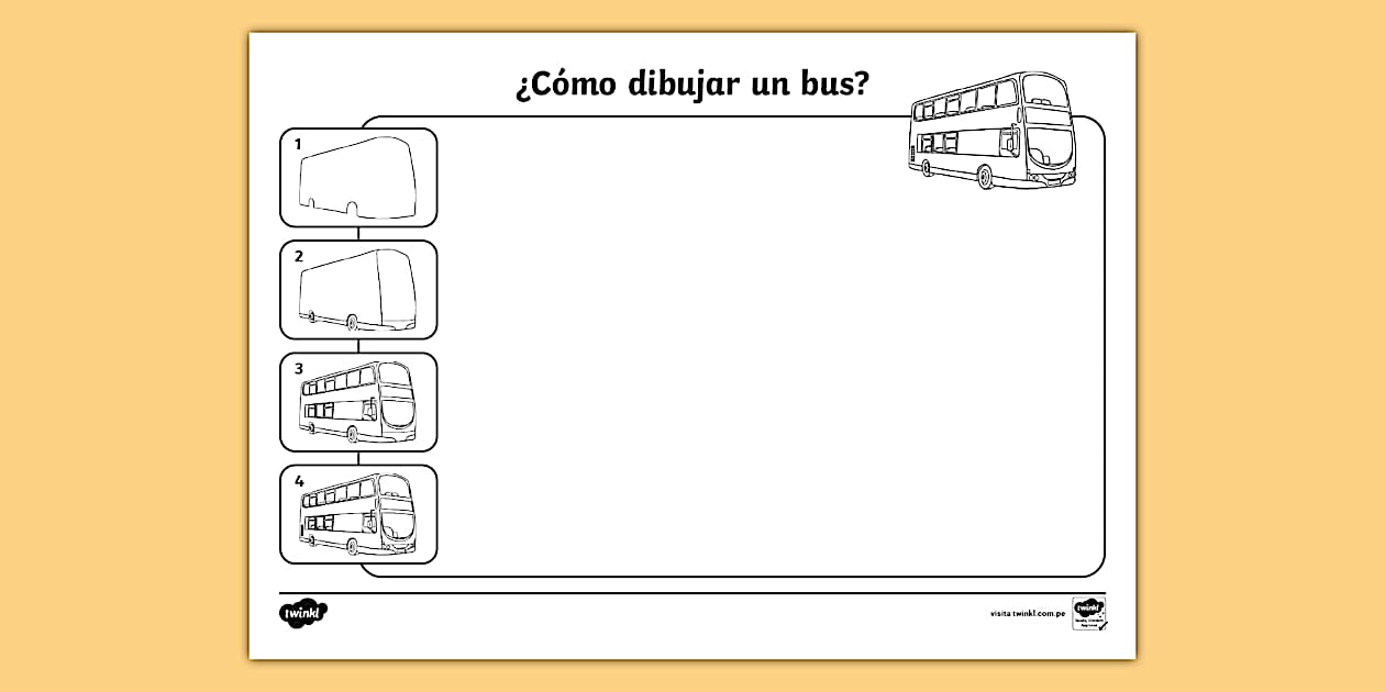 Ficha: ¿Cómo dibujar un bus? | Recursos Educativos Twinkl