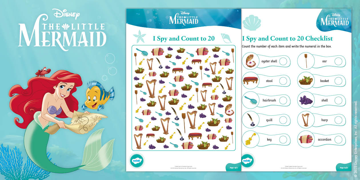 👉 The Little Mermaid Printable I Spy and Count to 20
