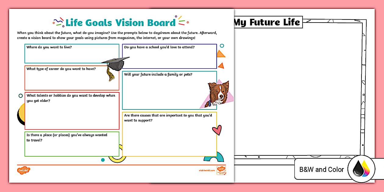 Life Goals Vision Board for 6th-8th Grade (Teacher-Made)