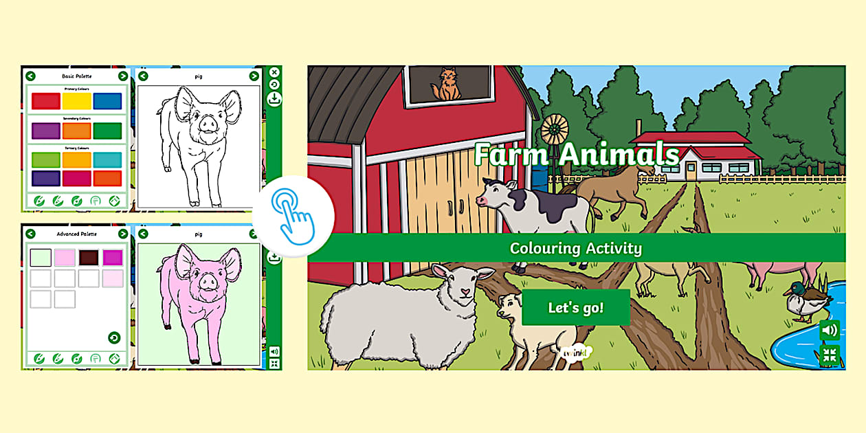 Farm Animals Interactive Colouring - Twinkl