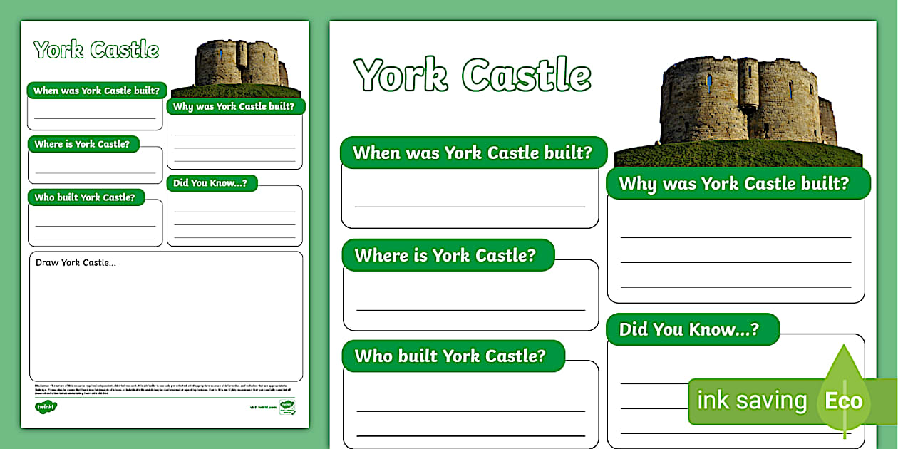 York Castle Fact File Template (teacher made) - Twinkl