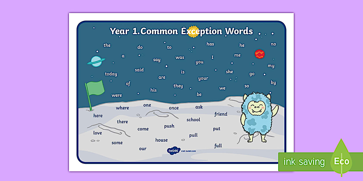 Year 1 Common Exception Words Word Mat - Year 1 Common Exception Words Word