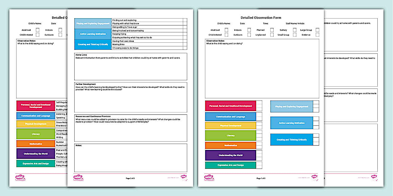 Detailed EYFS Observation Template (teacher made) - Twinkl