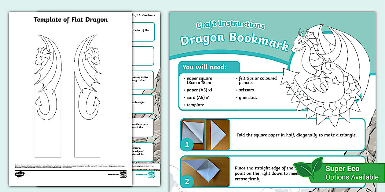 KS2 Dragon Bookmark Craft* (teacher made) - Twinkl