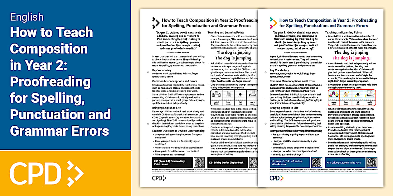 How to Teach Composition in Year 2: Proofreading for Spelling ...