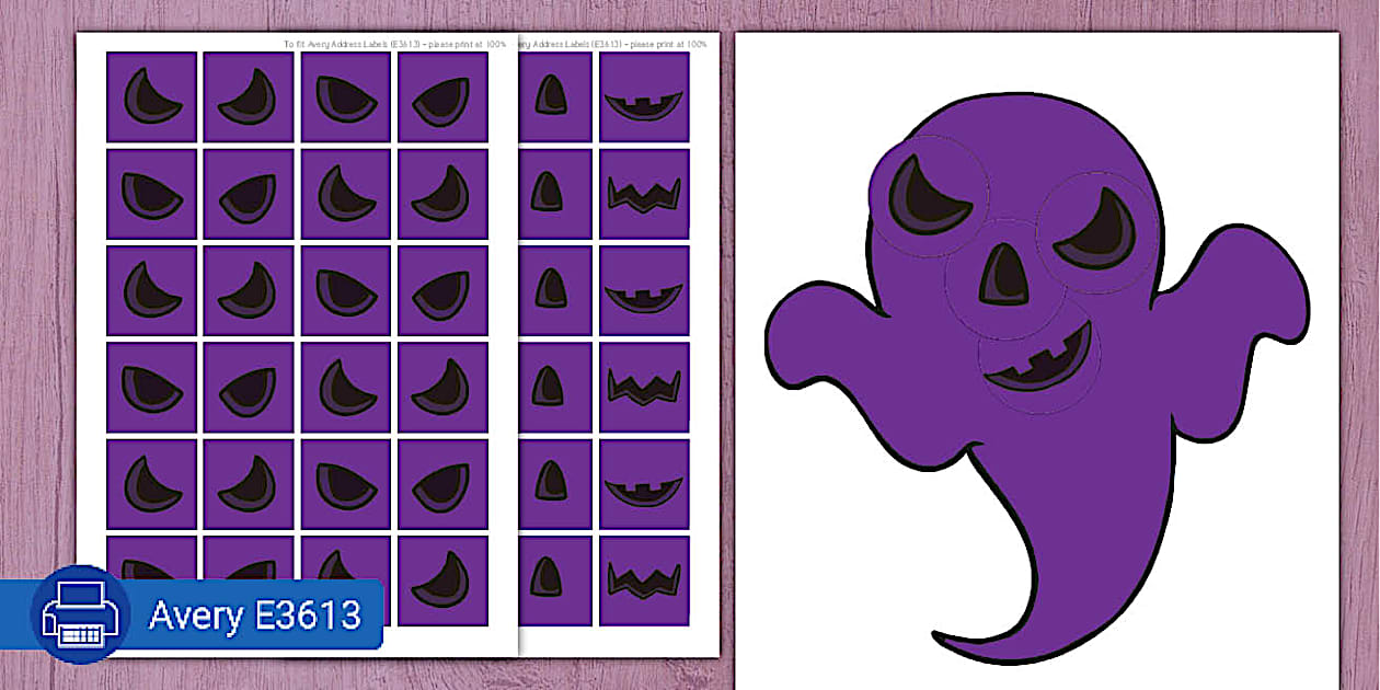 FREE Make a Halloween Ghost Face | Purple Colour | Sticker Activity