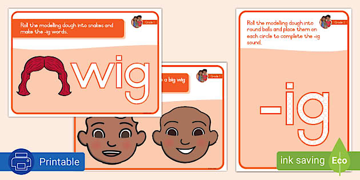 Grade 1 Phonics: -ig Modelling Dough Playmats (teacher made)