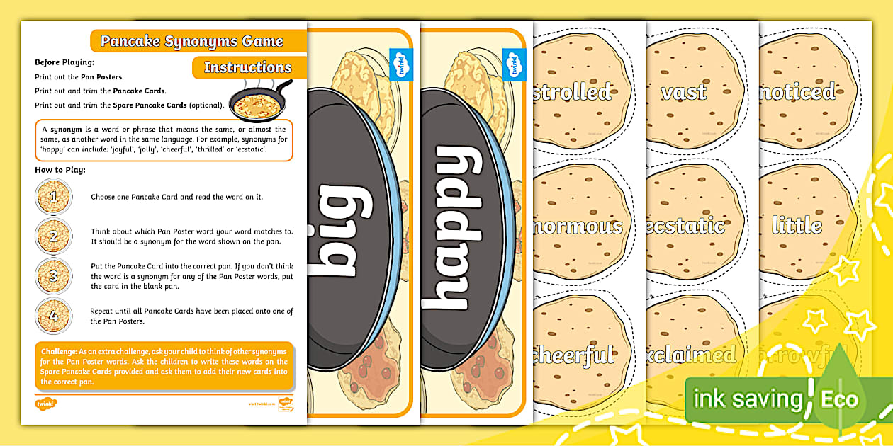 Pancake Synonyms Game (teacher made) - Twinkl
