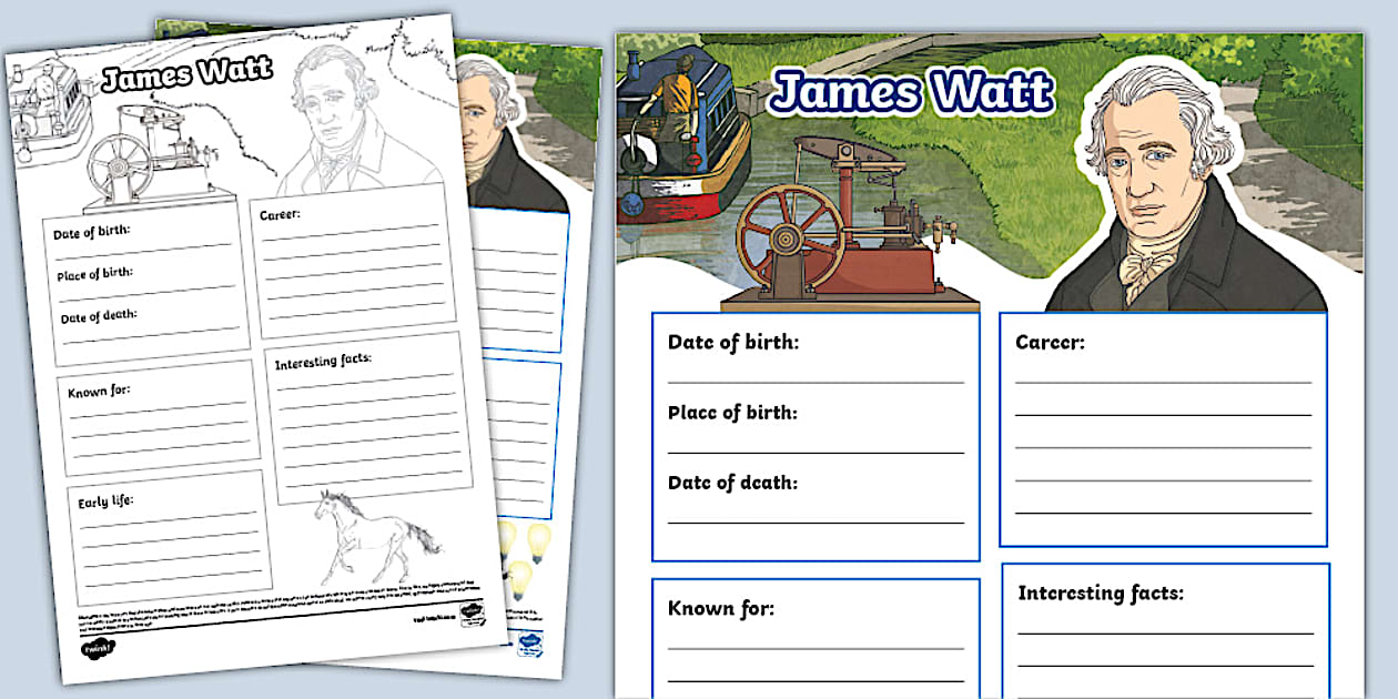 James Watt Fact File Template (teacher made) - Twinkl