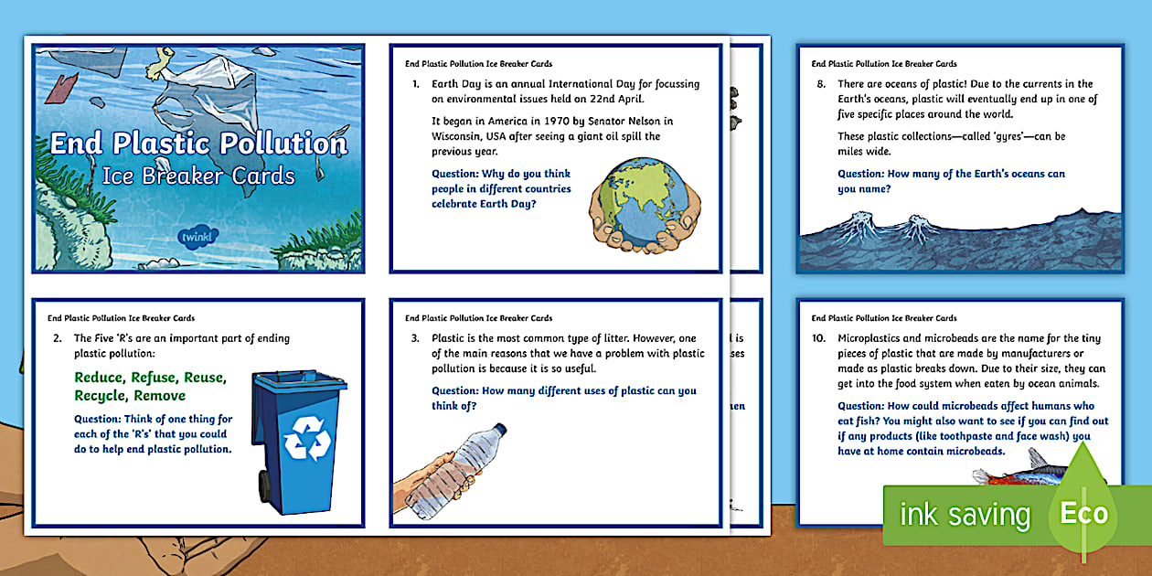 KS2 Earth Day End Plastic Pollution Ice Breaker Cards