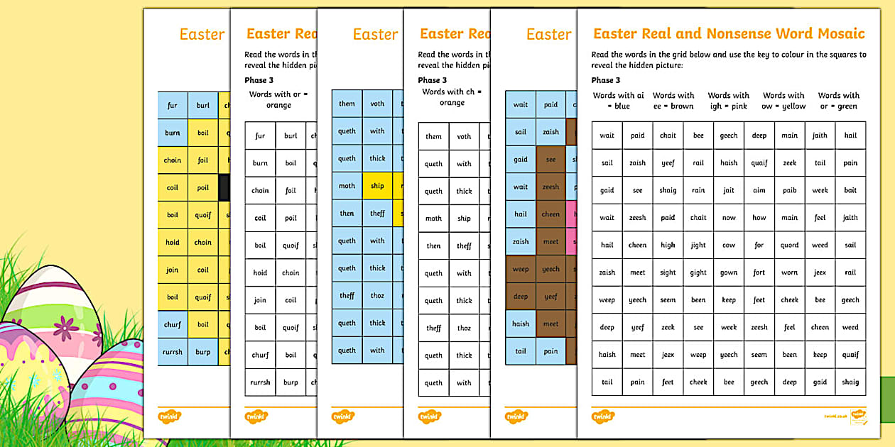 Easter KS1 Phonics Phase 3 Worksheets (Teacher-Made)