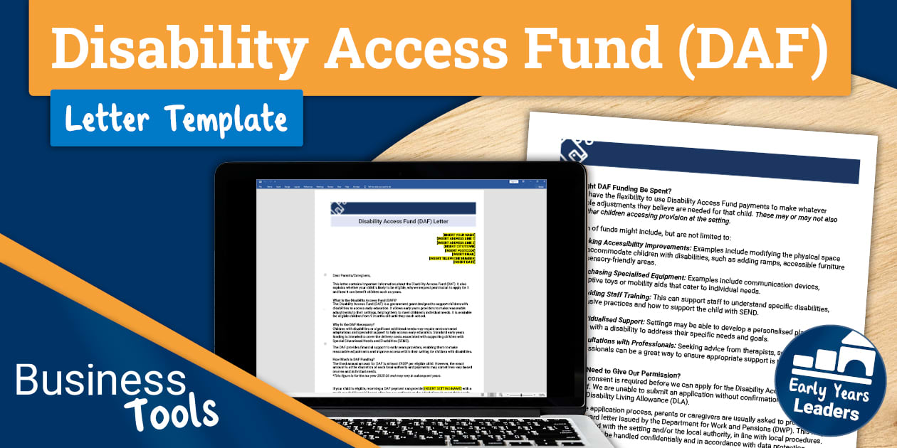 Disability Access Fund (DAF) Letter Template