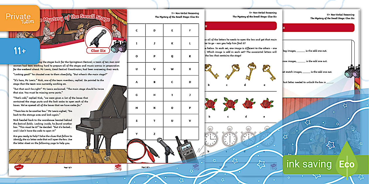 👉 11+ Non-Verbal Reasoning Summer Mystery Challenge Clue Six