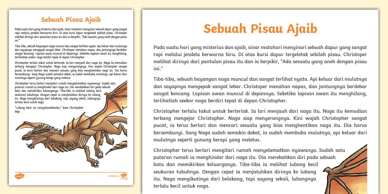 Contoh Teks Narasi 4 Paragraf "Sebuah Pisau Ajaib"