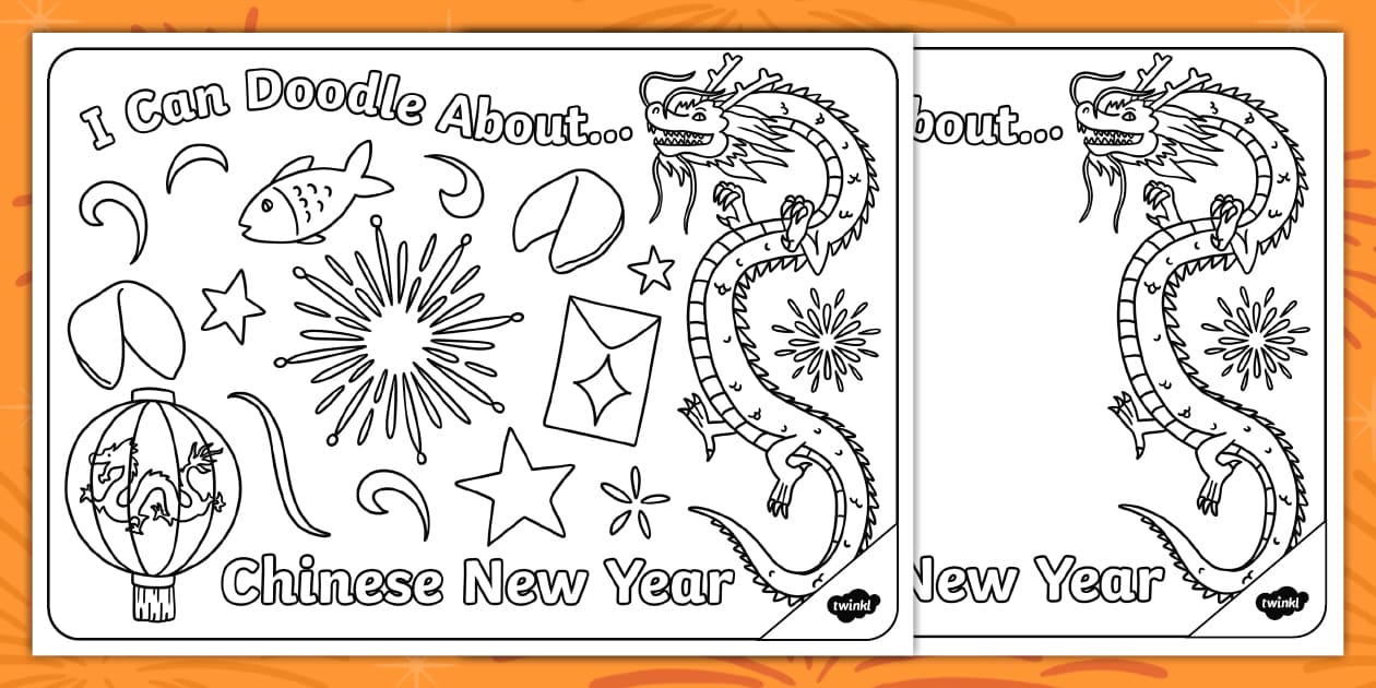 I Can Doodle About Chinese New Year Colouring Pages - Twinkl
