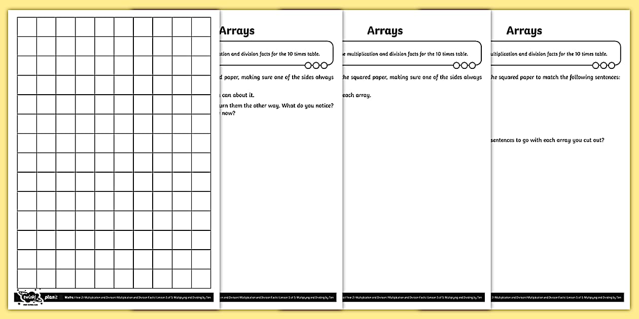Using Arrays for the 10 Times Table Differentiated Worksheet / Worksheets
