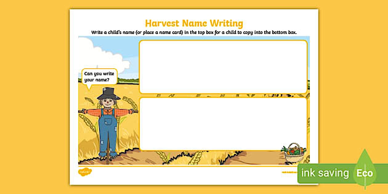 Harvest Name Writing Activity (Teacher-Made) - Twinkl