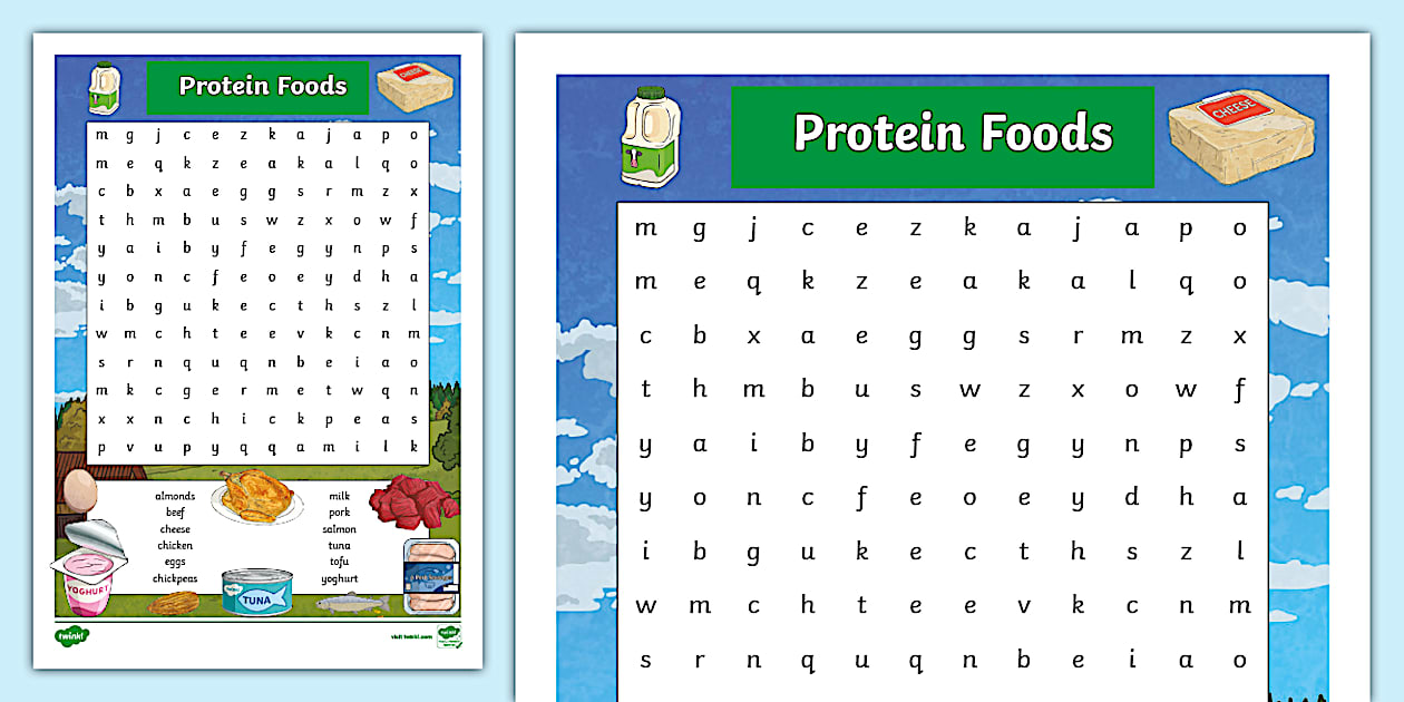Protein Foods Word Search (teacher made) - Twinkl