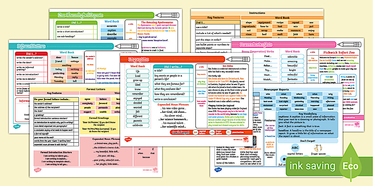 KS1 Writing Non-Fiction Knowledge Organiser Bumper Pack