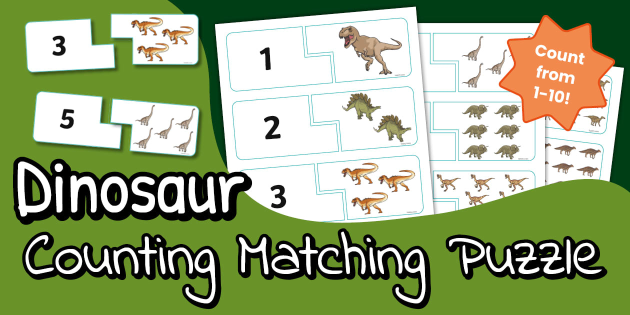Dinosaur-Themed Counting Matching Puzzle