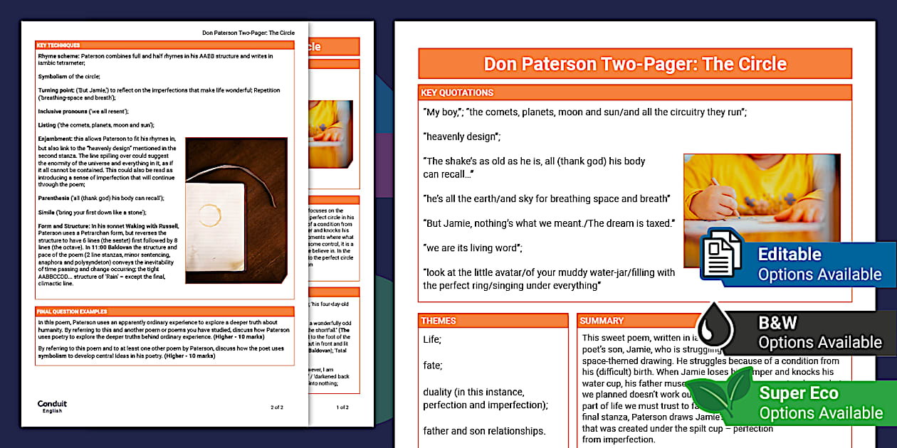 Don Paterson Two-Pager: The Circle (teacher made) - Twinkl