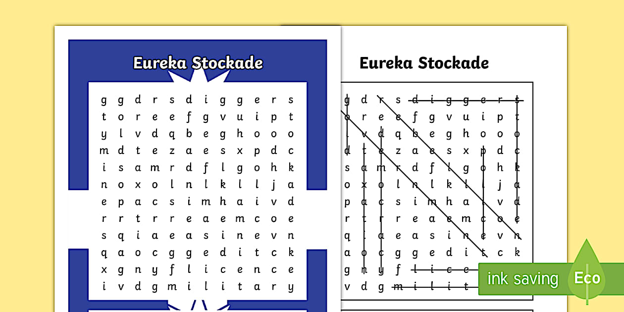 Eureka Stockade Word Search (teacher made) - Twinkl