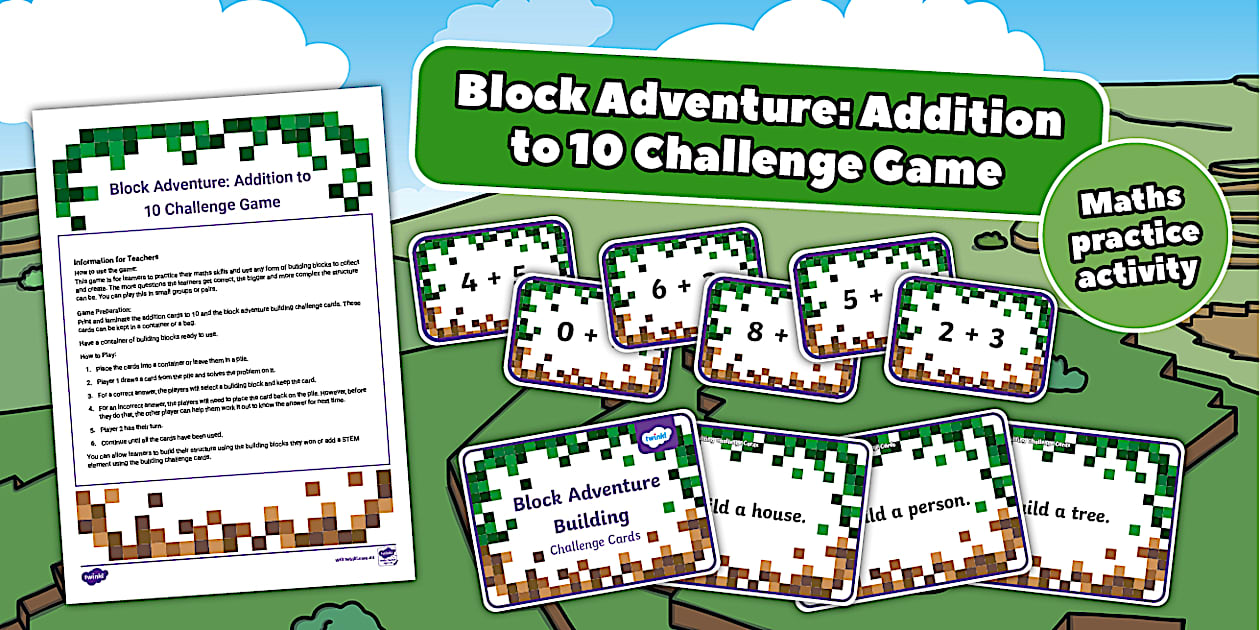 👉 Block Adventure: Addition to 10 Challenge Game